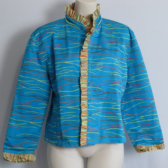 Irene Allison | Jackets & Coats | Nwt Irene Allison Vibrant Blue Pink Reversible Multicolor ...